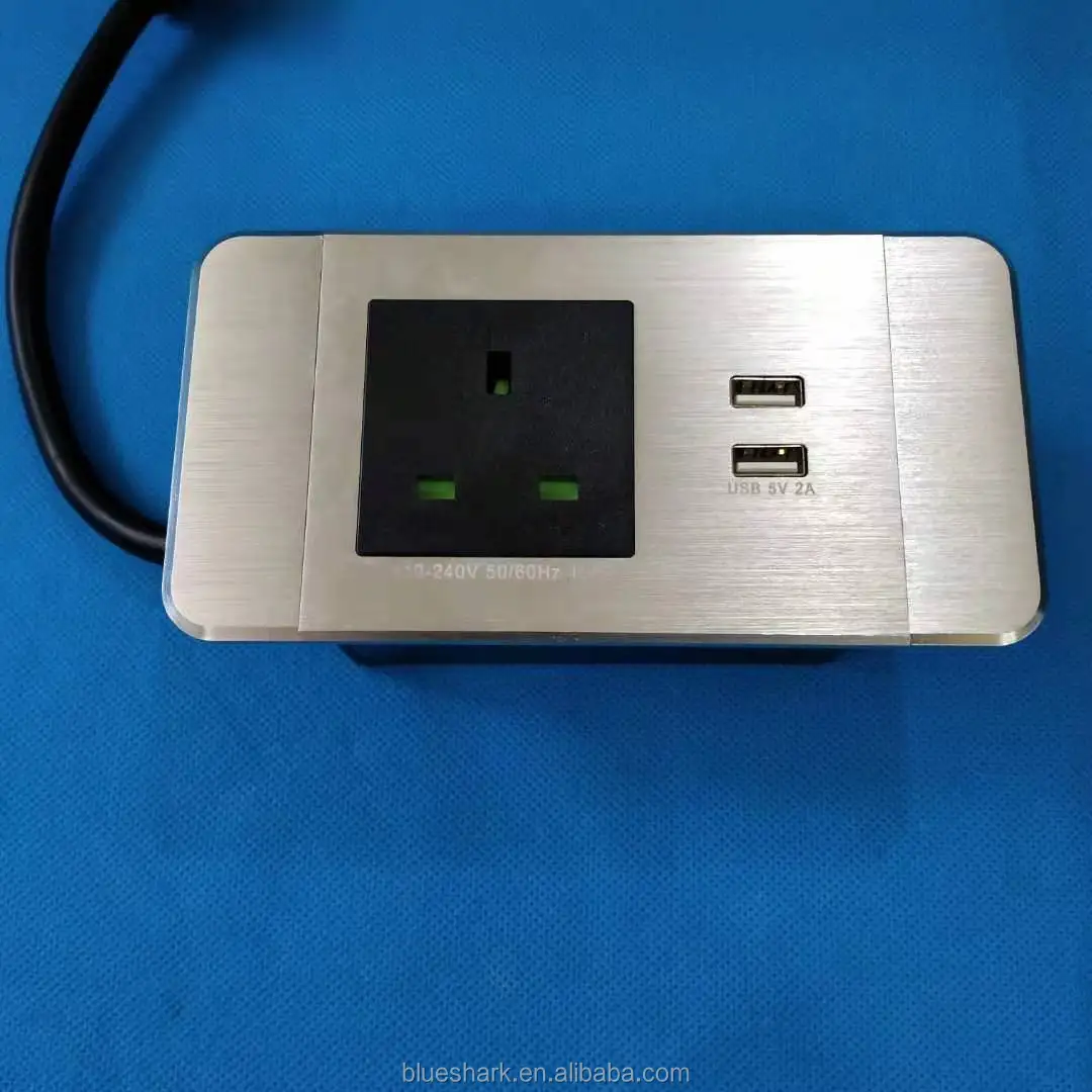 1 Uk Power 2 Usb Charging High Quality Aluminum Alloy Rectangular ...