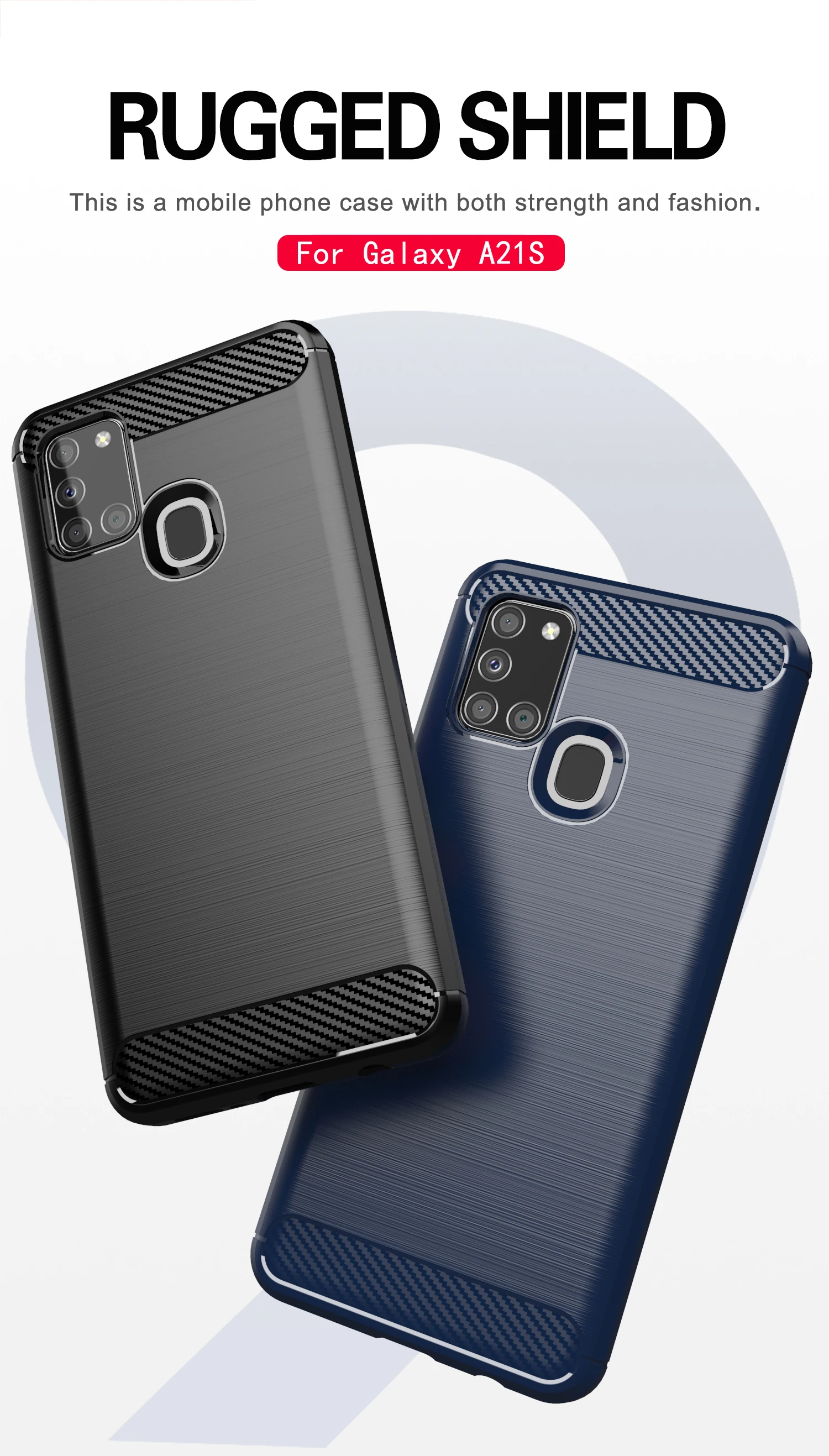 For Samsung Galaxy A21s Carbon Fiber Shockproof Soft Tpu Back Cover Mobile Phone Case For ...