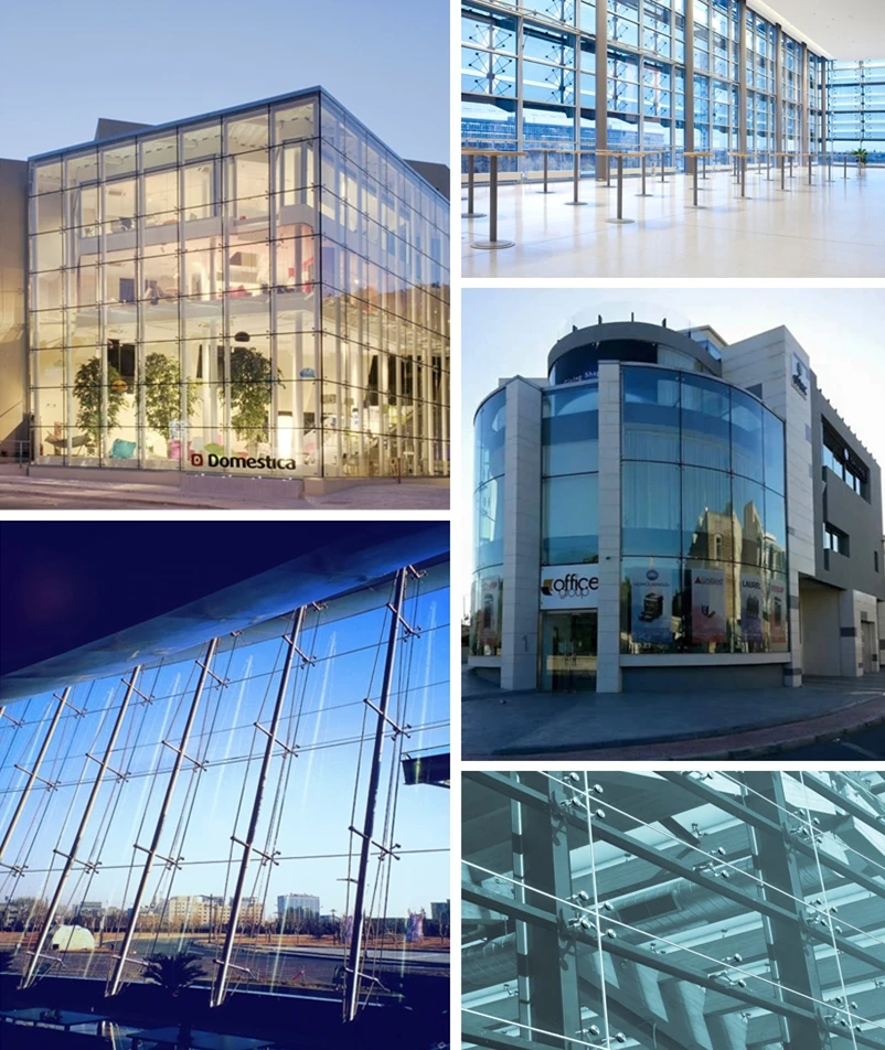 Exterior Buildings Glass Curtain Wall System Aluminum Point Support ...