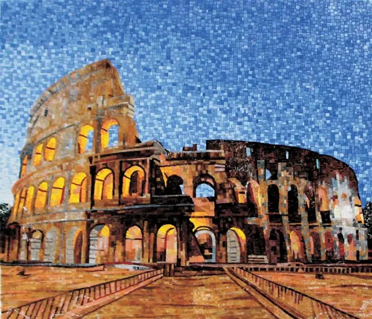 Hasin Italian Colosseum Wall Decor Glass Mosaic Tile(famous Building ...