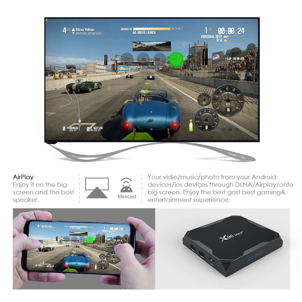 X96 Max Plus - Android TV Box with 4K, BT 4.0, and Dual Wifi