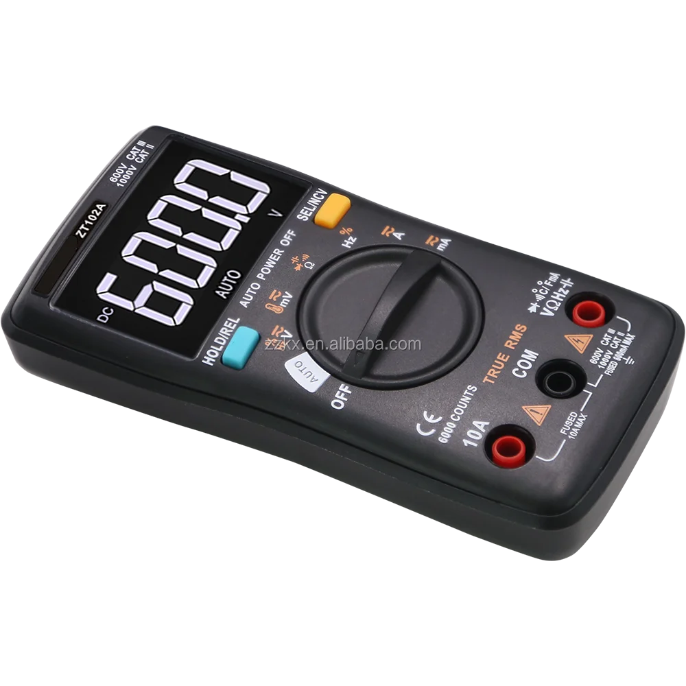 Zt102a 디지털 멀티 미터 6000 카운트 백라이트 Ac/dc 전류계 전압계 옴 휴대용 전압계 다채로운 Lcd - Buy ...