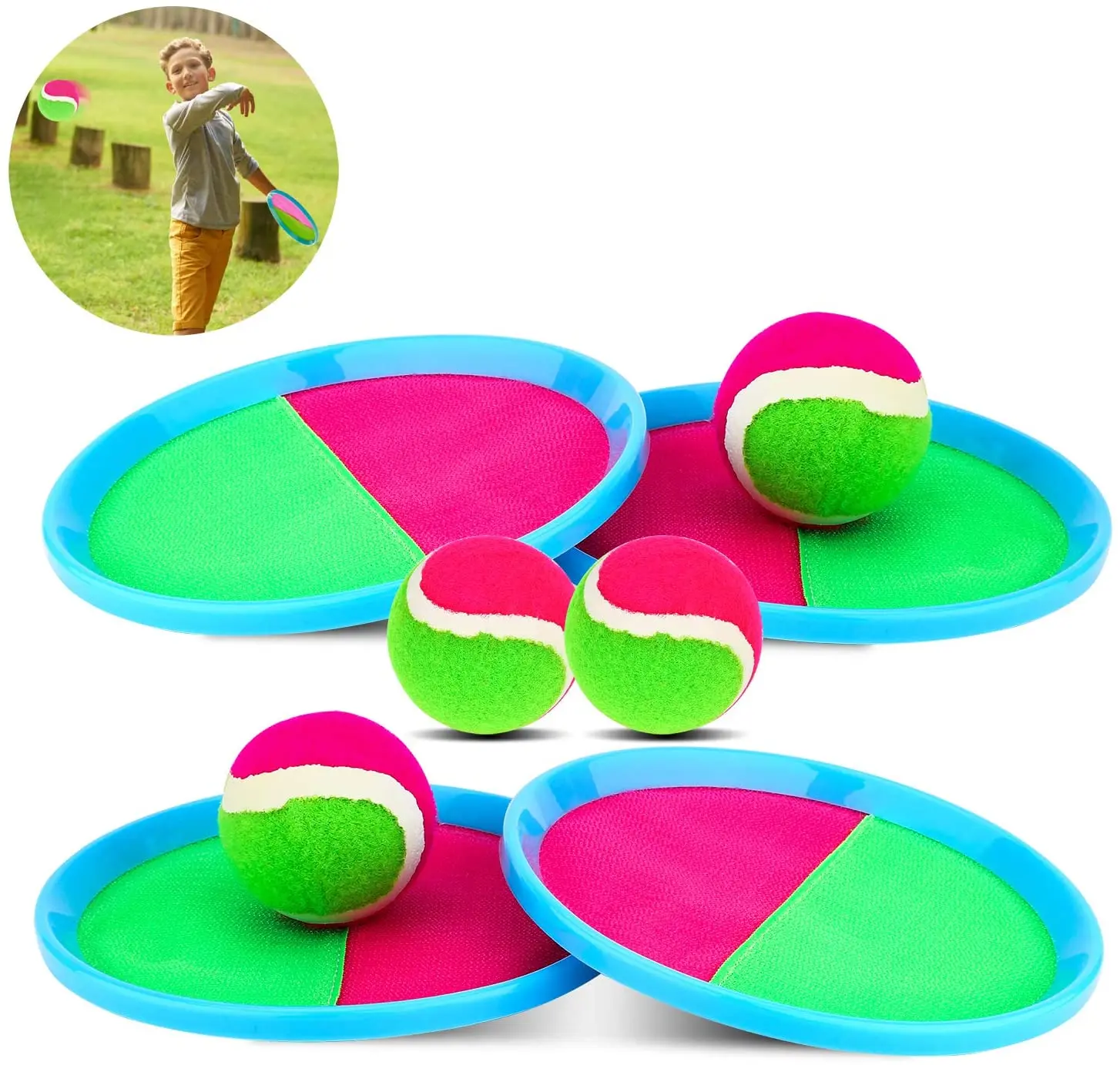 Set of Outdoor and Beach Plastic Paddle Toss and Catch Ball Kids and ...