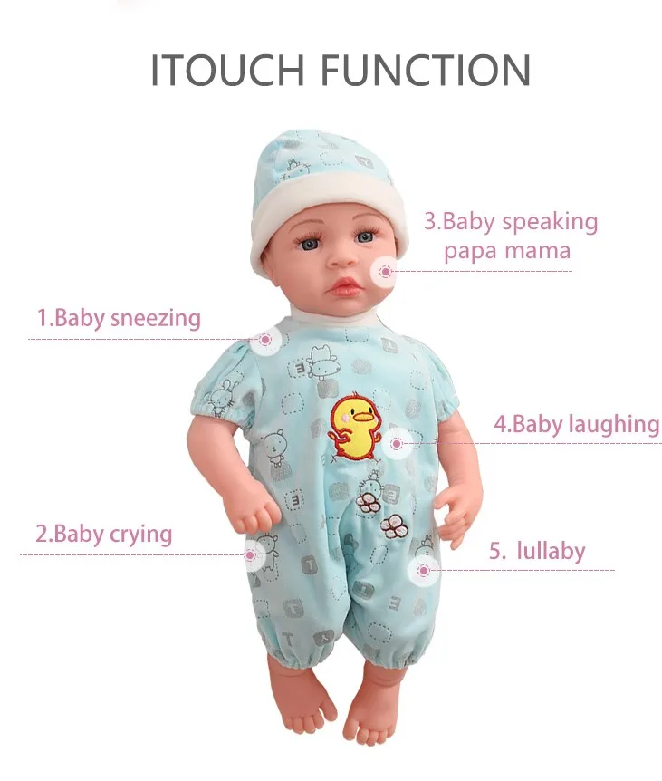 18 Inch Baby Reborn Toys - Touch Crying & Laughing Silicone Dolls for Girls