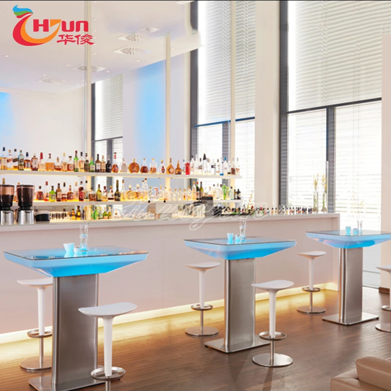 Color Changing Illuminated Square Led Light Furniture Side Coffee Table ...