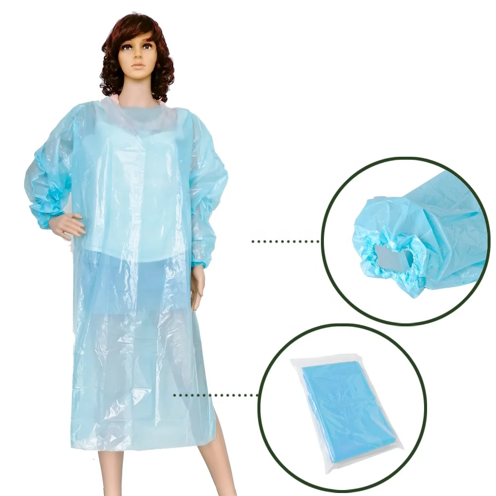 White Plastic PE Kitchen Apron - Disposable & Long Sleeve