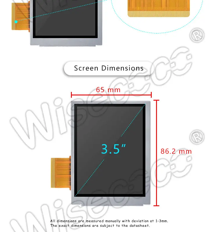 Tft 3.5 Inch Lcd Display Panel Cmos 320*240 50 Pin Fpc Connector T ...