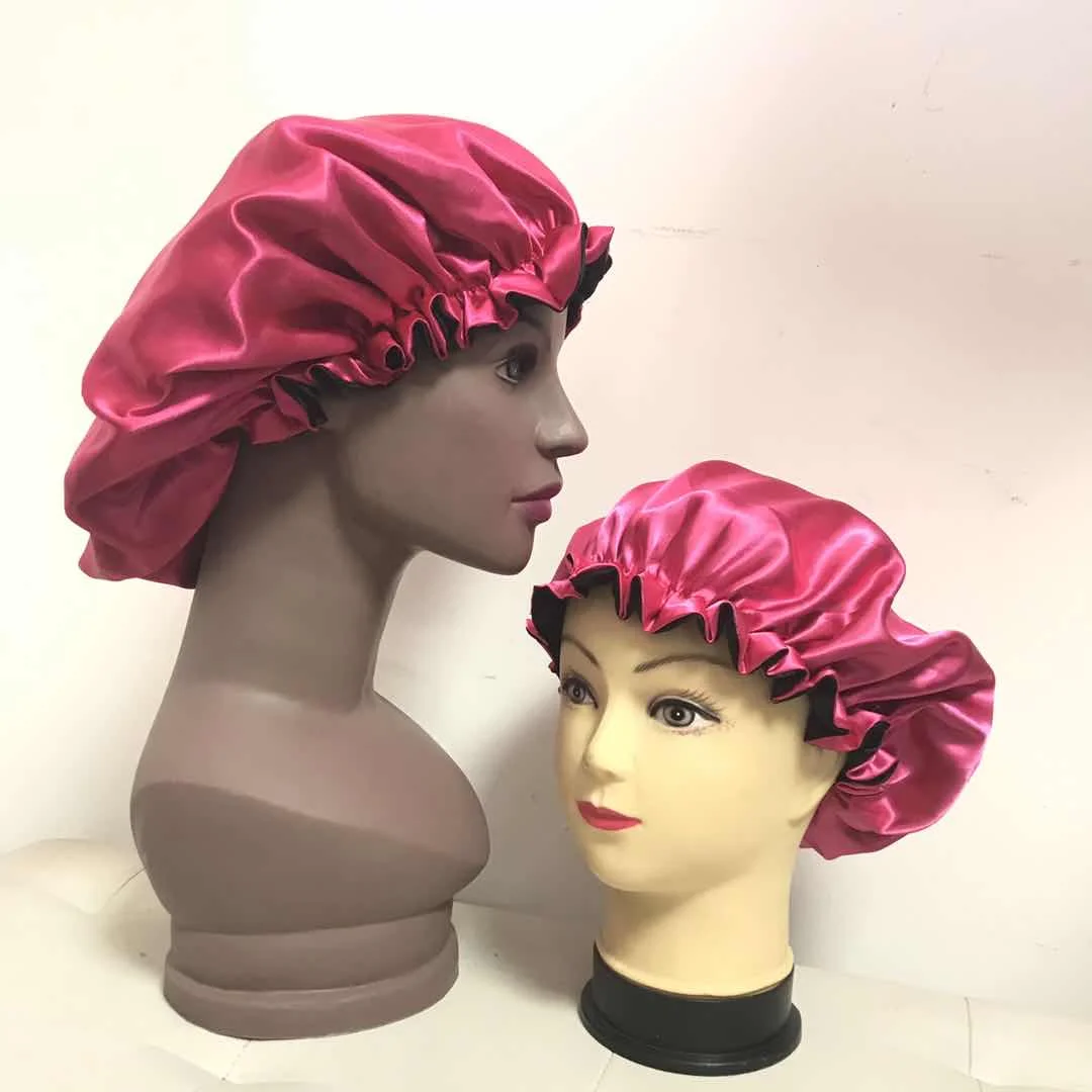 Kid Bonnets With Logo Custom Logo Satin Double Layer Bonnets Adult ...