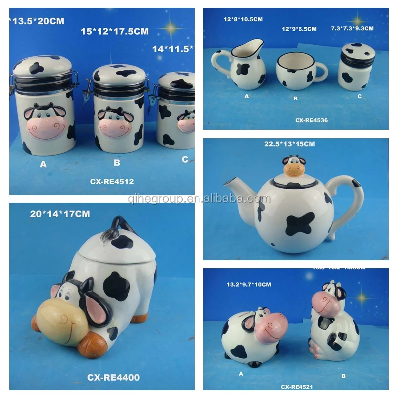 Cow Shape Airtight Canister Custom Ceramic Cow Food Canister Seal ...