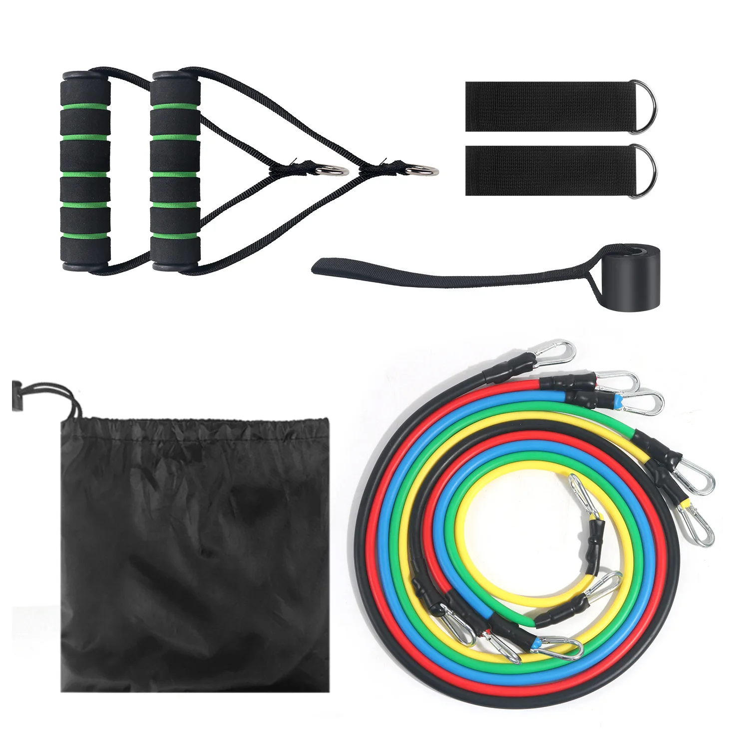 11 Pcs Tpe Tube Training Kits Workout Fitness Exercise Latex Set With ...