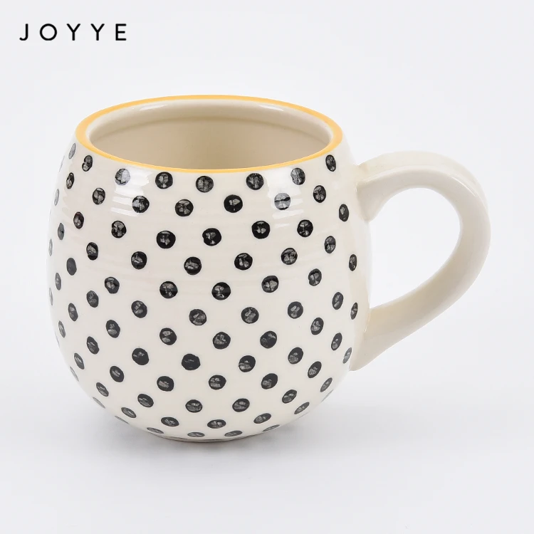 Joyye Handmade Stylish Dot Cup White Mugs Shiny Glaze Ceramic 500ml ...