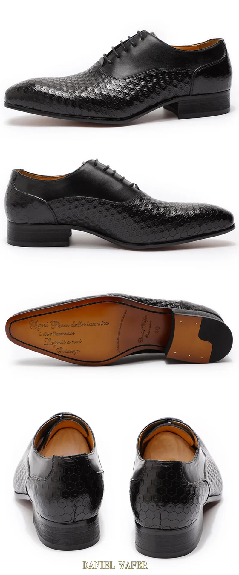Daniel Wafer Luxury Dress Shoes - Genuine Leather Oxfords for Office ...