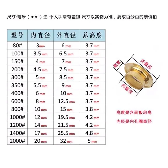 2.5mm-40mm Stainless Steel Eyelet Rings for Clothing/diy