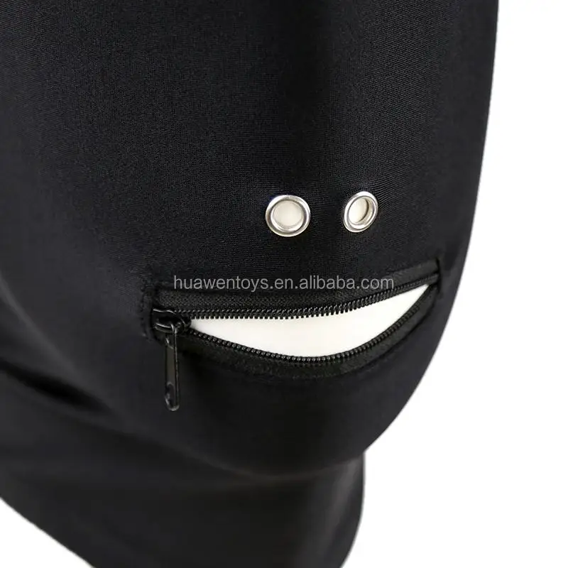 Fetish Sexy Zipper Open Mouth Headgear Hood Head Harness