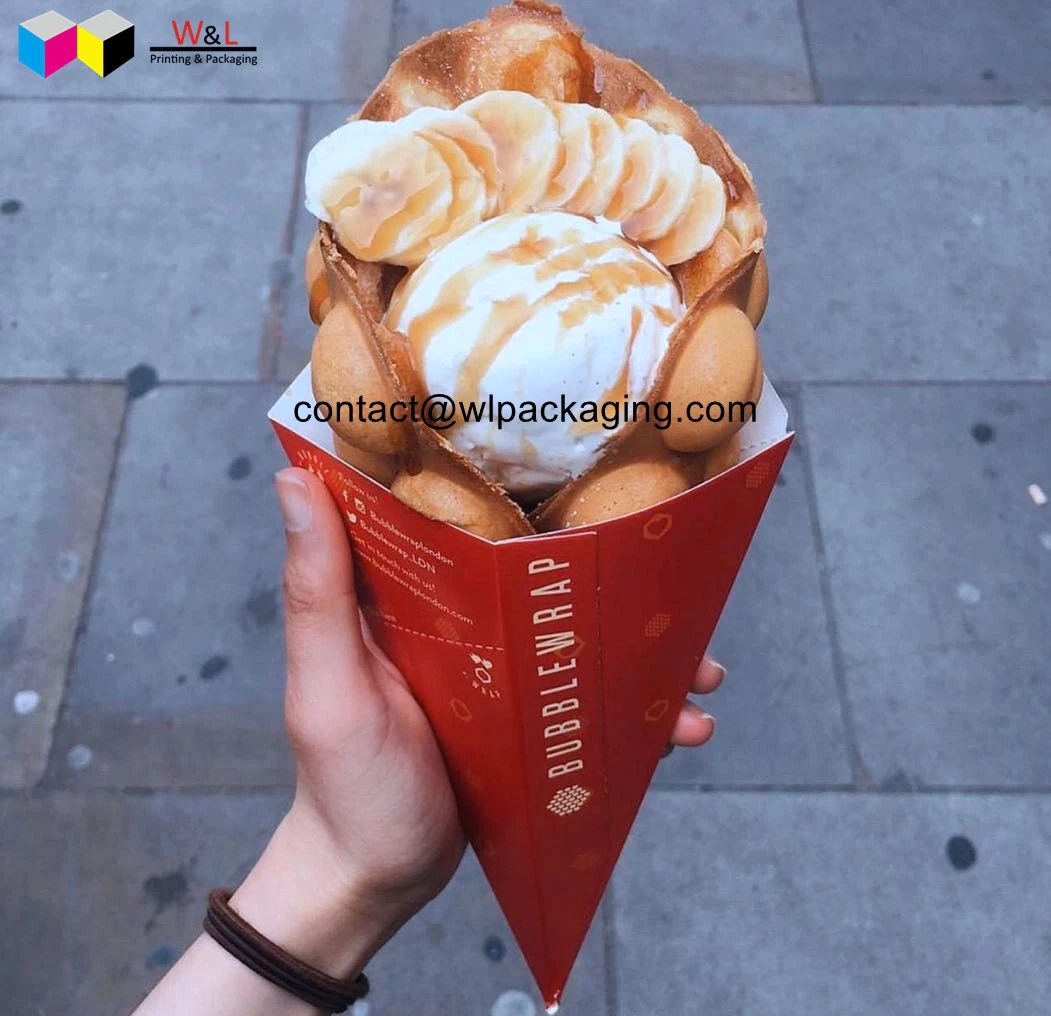 Paper Waffle Box Paper Egg Bubble Waffle Holder Paper Bubble Waffle Box ...