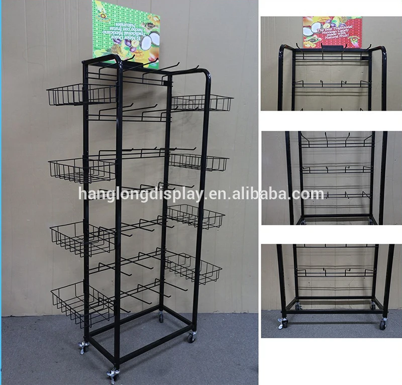 Metal Wire Display Rack Snack Bags Hanging Basket And Hook For Beef ...