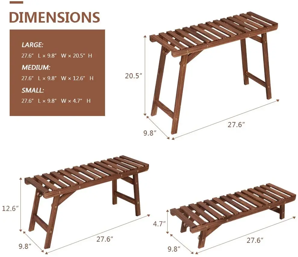 3 Tier Step Design Plant Stand - Eco-Friendly Wood Planter