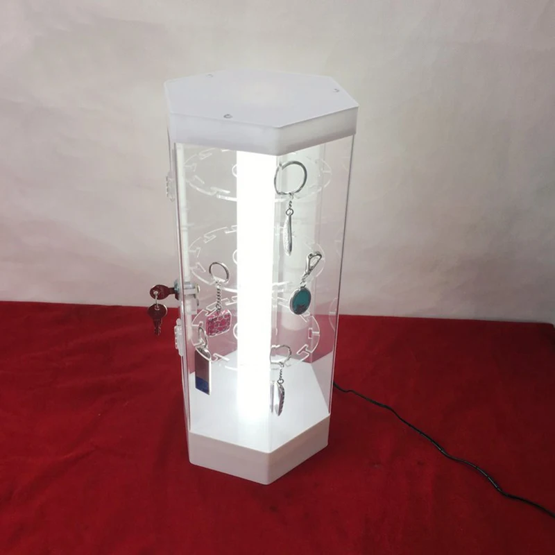 Factory Manufactured Counter Acrylic Led Light Jewelry Rotating Display ...