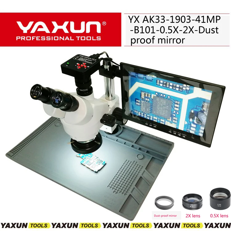 3.5x--90x Zoom YAXUN AK33 Trinocular Microscope Set