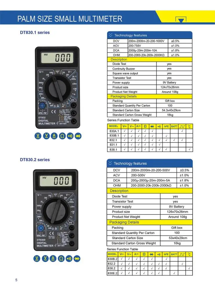 DT830B Digital Multimeter - Compact & Versatile Measurement
