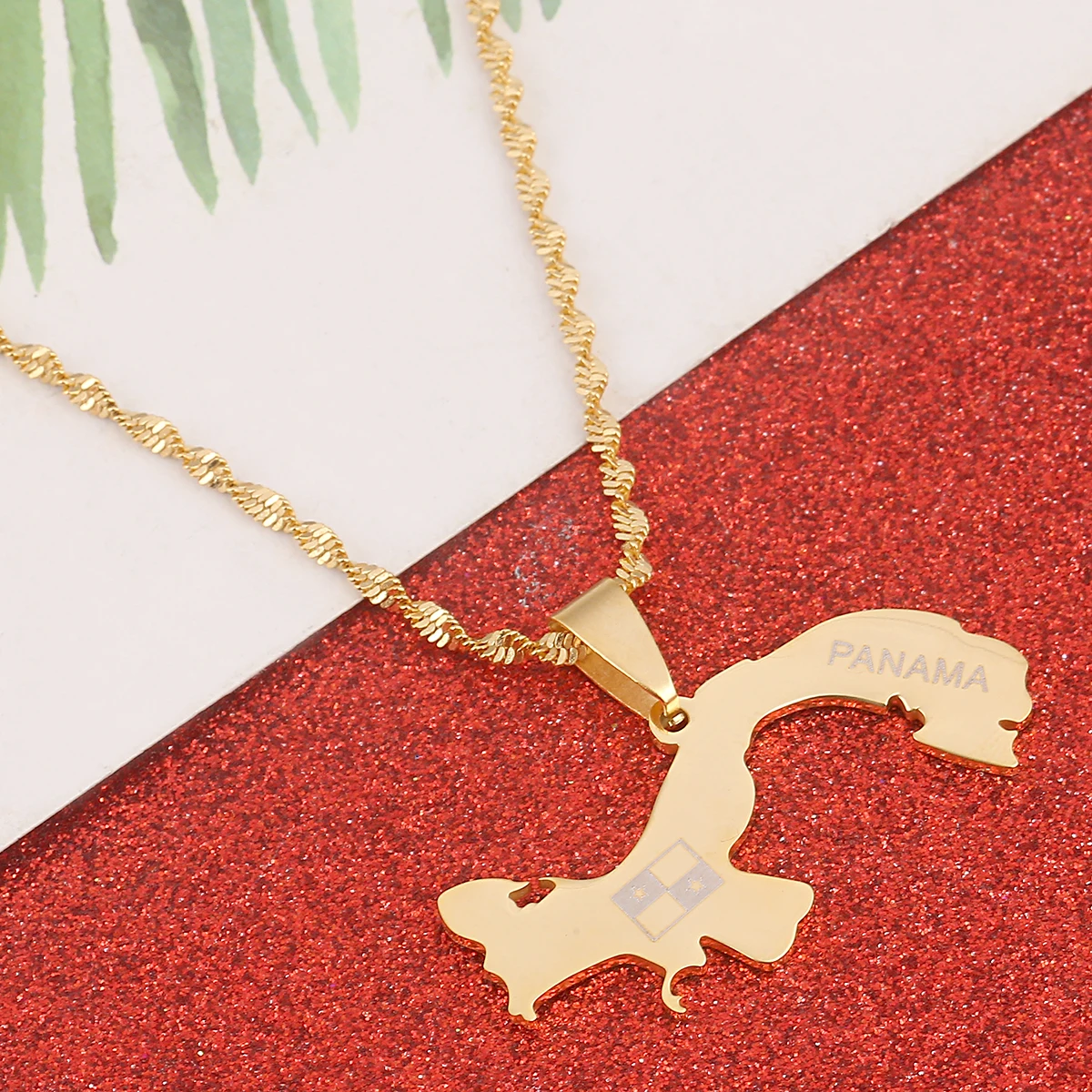 Stainless Steel Gold Color Panama Map Pendant Necklace Trendy ...