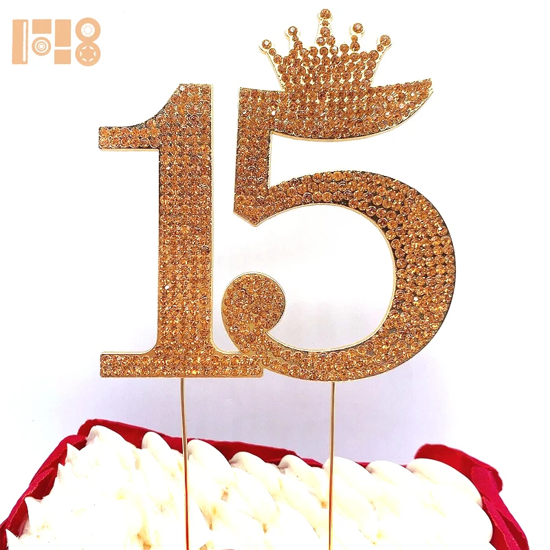 Number 15 Quinceanera Rhinestone Princess Crown - Sweet 15th Birthday Party