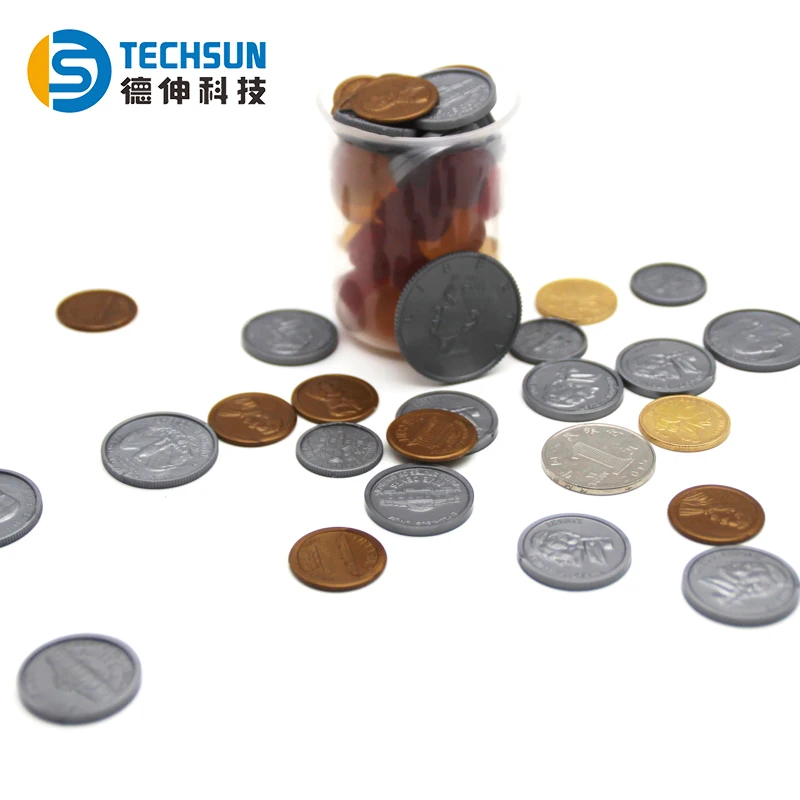 Learning Toys Plastic Coins Set For Kids Cognition 6 Type Plastic Play ...