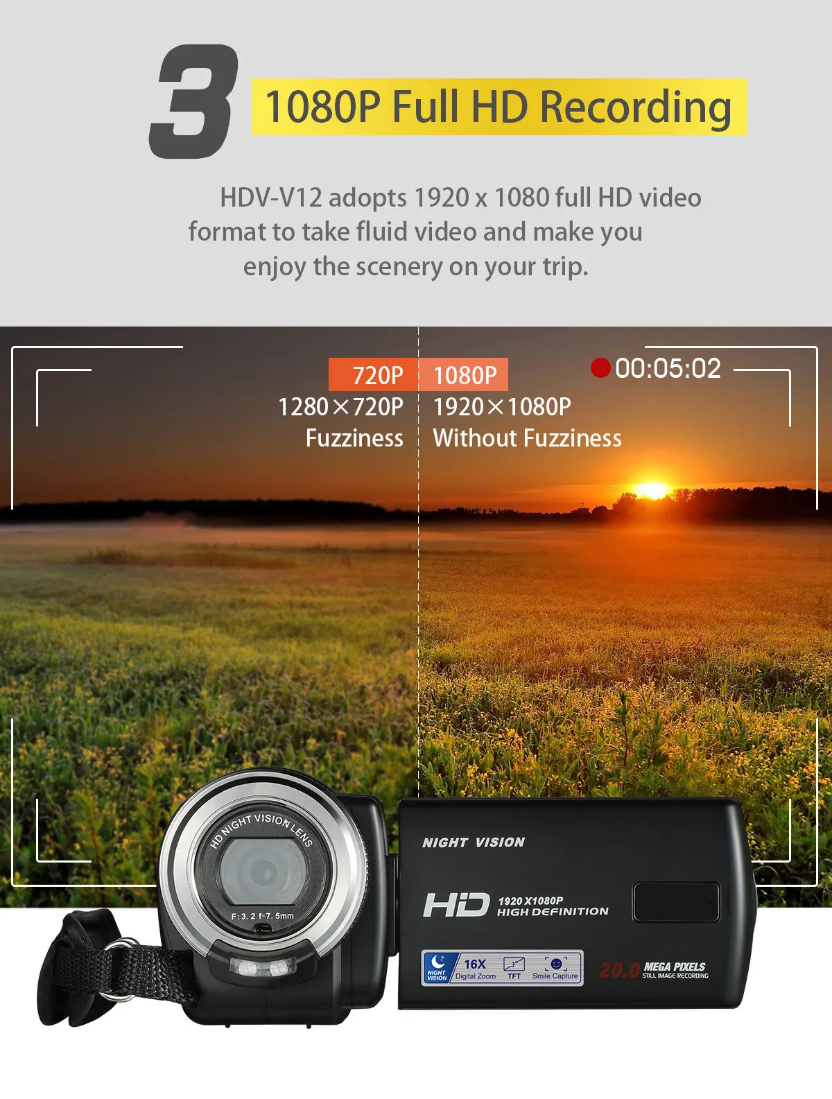 Super Full Hd 1080p Digital Video Camera Night Vision Video Camera With ...