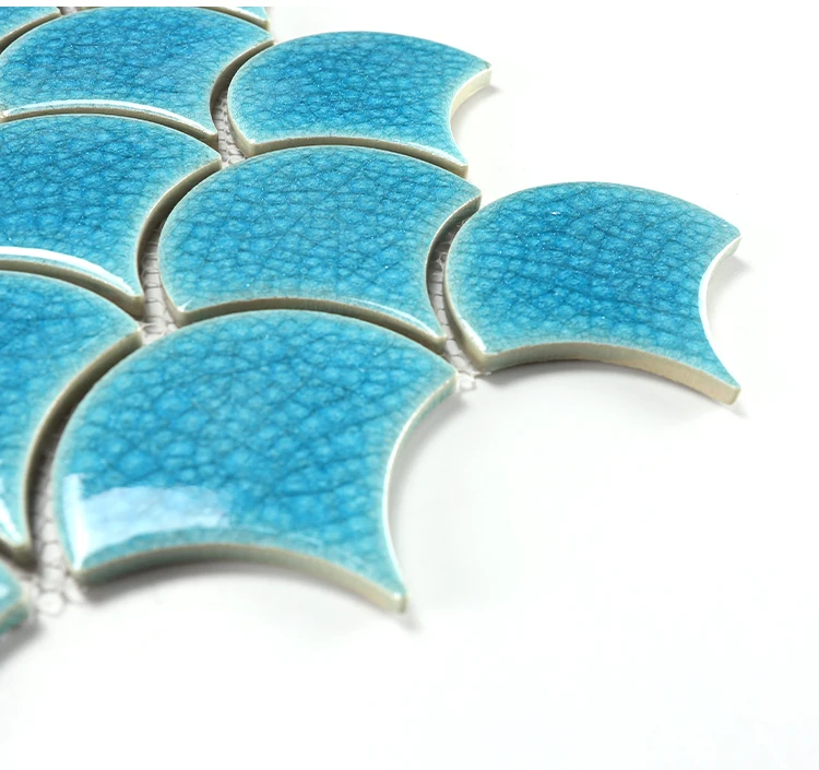 Blue Fish Scale Porcelain Tile - Stylish Kitchen Mosaic