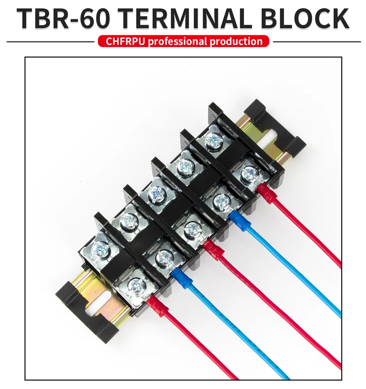 TBR-60 Rail Mounted Screw Terminal Block - 60A Capacity