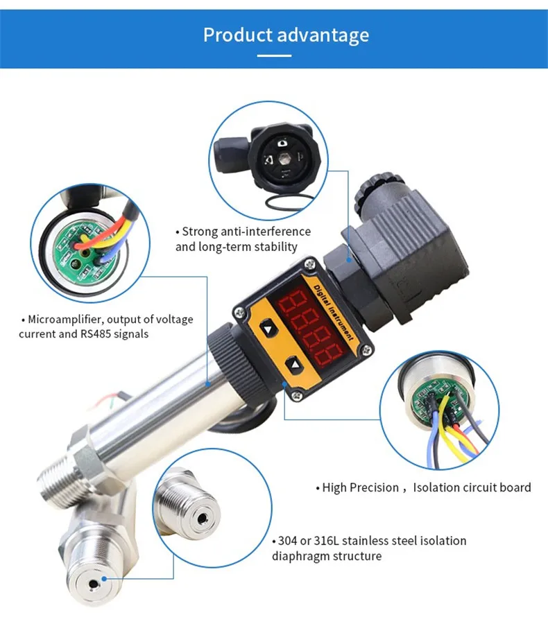Small Rs485 Modbus Small Pressure Transmitter For Hydraulic System ...