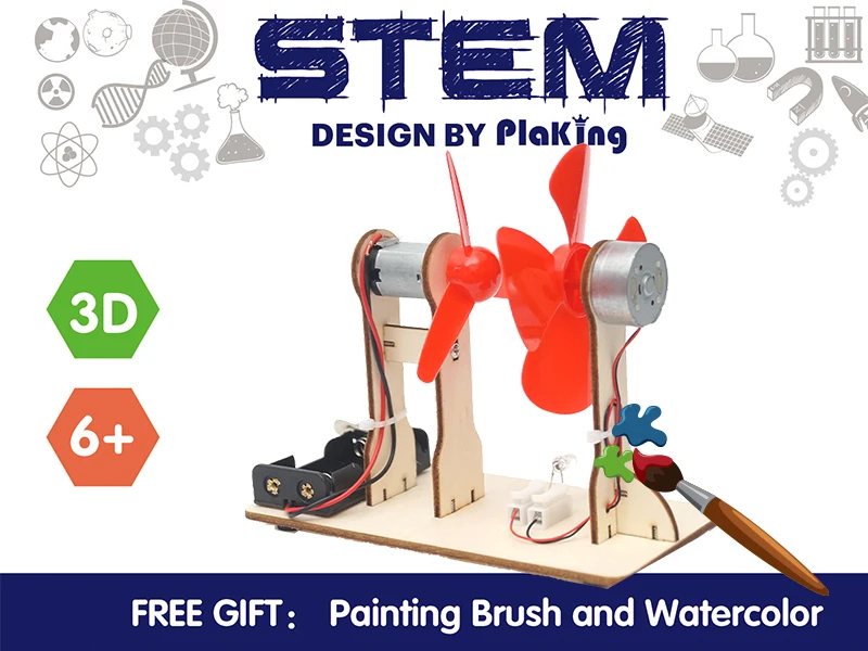 STEM Toy DIY 3D Wooden Wind Power Generation Learning Kit
