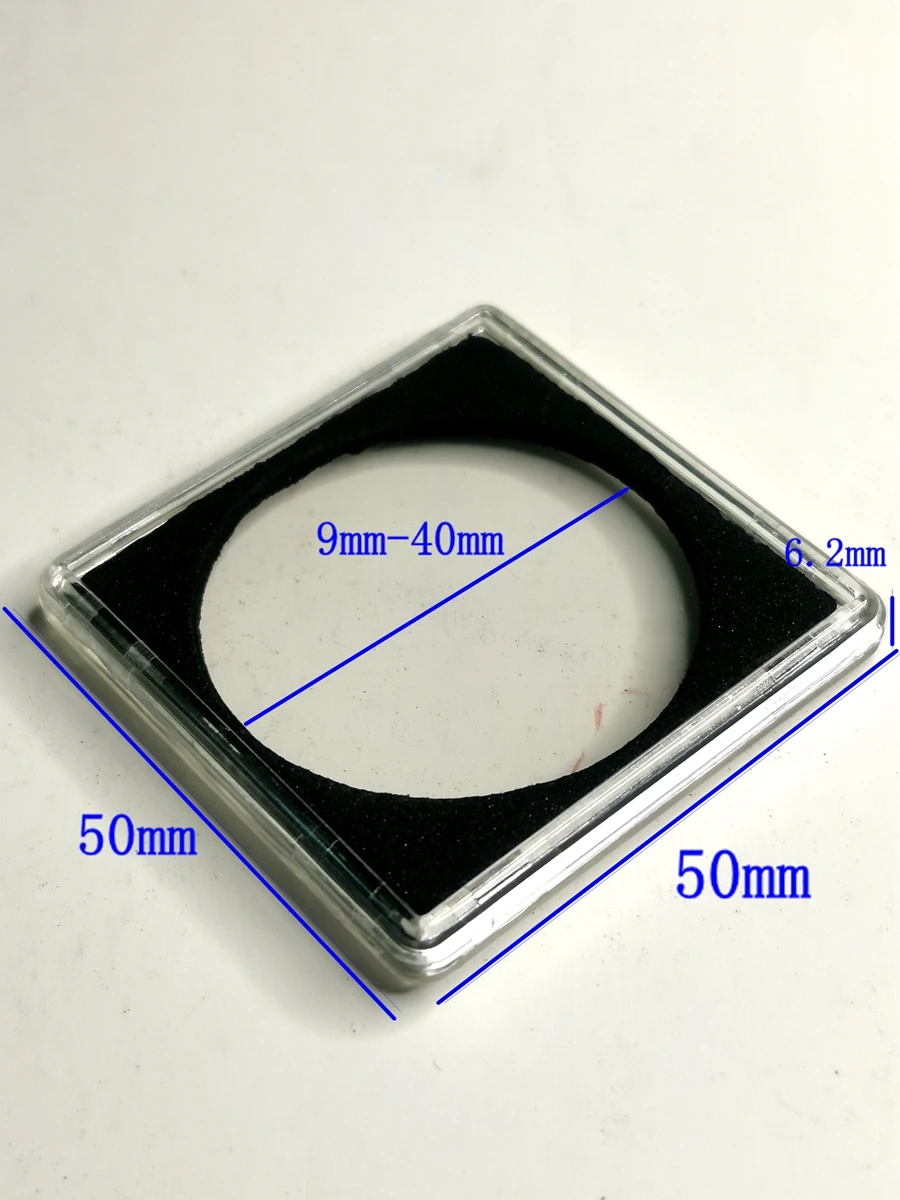 Acrylic Customized Single Square Coin Capsules with Black Insert