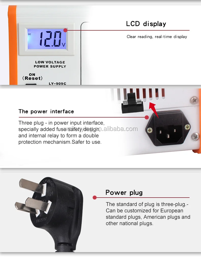 Adjustable AC DC Lab Power Supply - 12V 5A Regulated