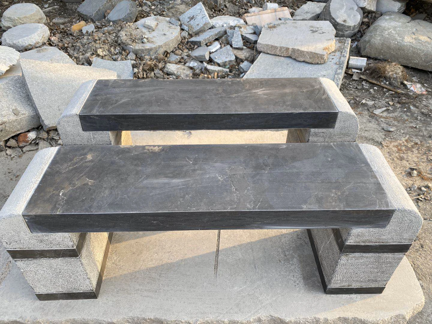 Black Granite Basalt Black Marble Stone Bench Out Door Garden ...