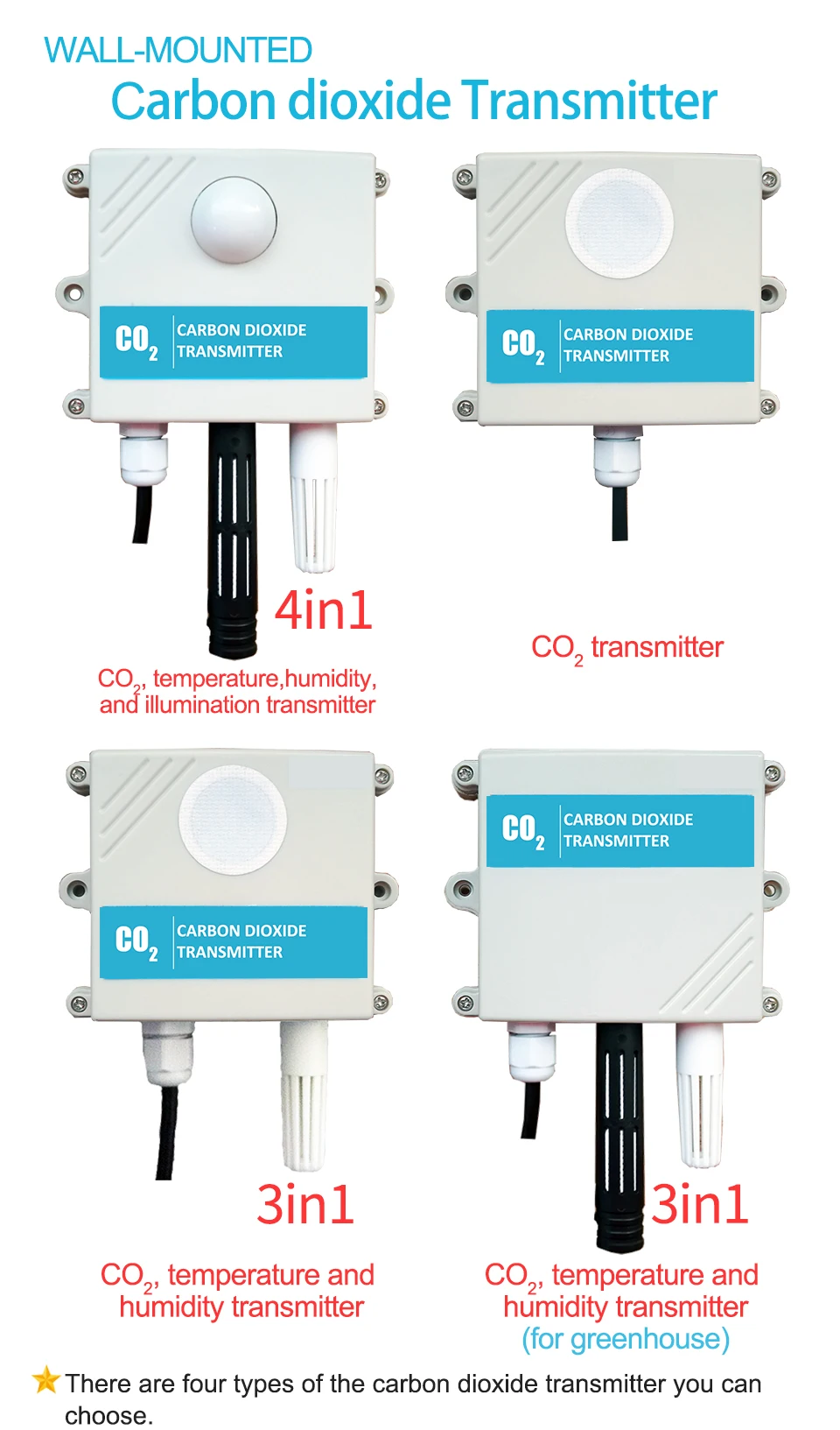 4 In 1 Gas Detector Wall Mount Carbon Dioxide Co2 Detector Humidity And ...