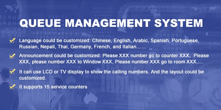Wireless RF 433.92mhz Arabic Electronic QMS Queue Management System