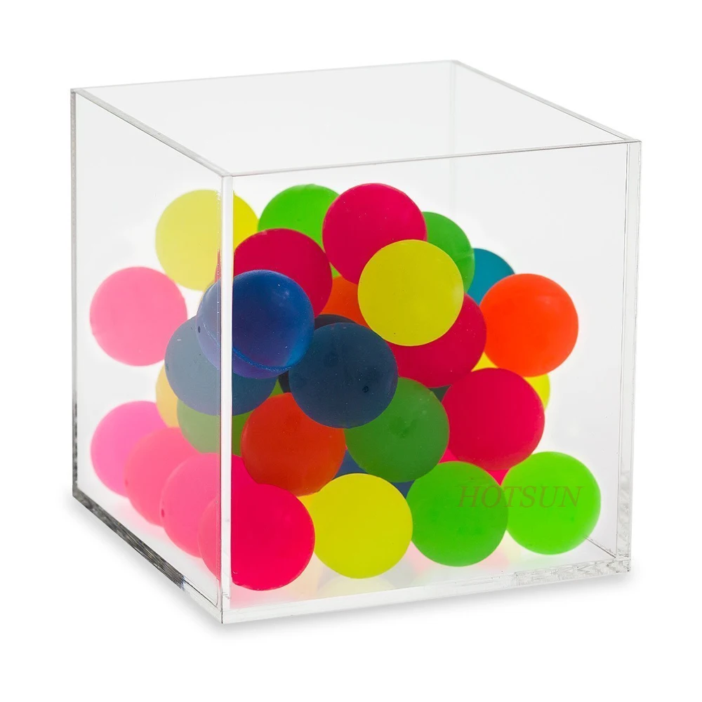 Pmma Storage Bin Custom Clear 5 Sides Plexiglass Cube Acrylic Cube Box ...