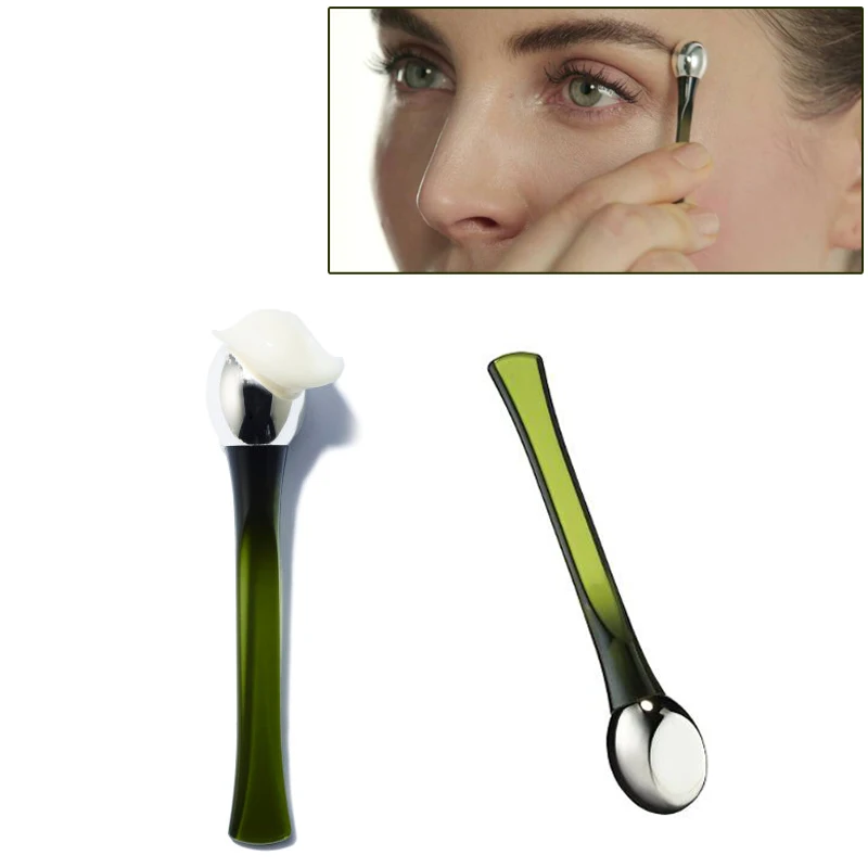 Wholesale Green Handle Metal Ball Eye Massage Spoon Skin Care Plastic ...