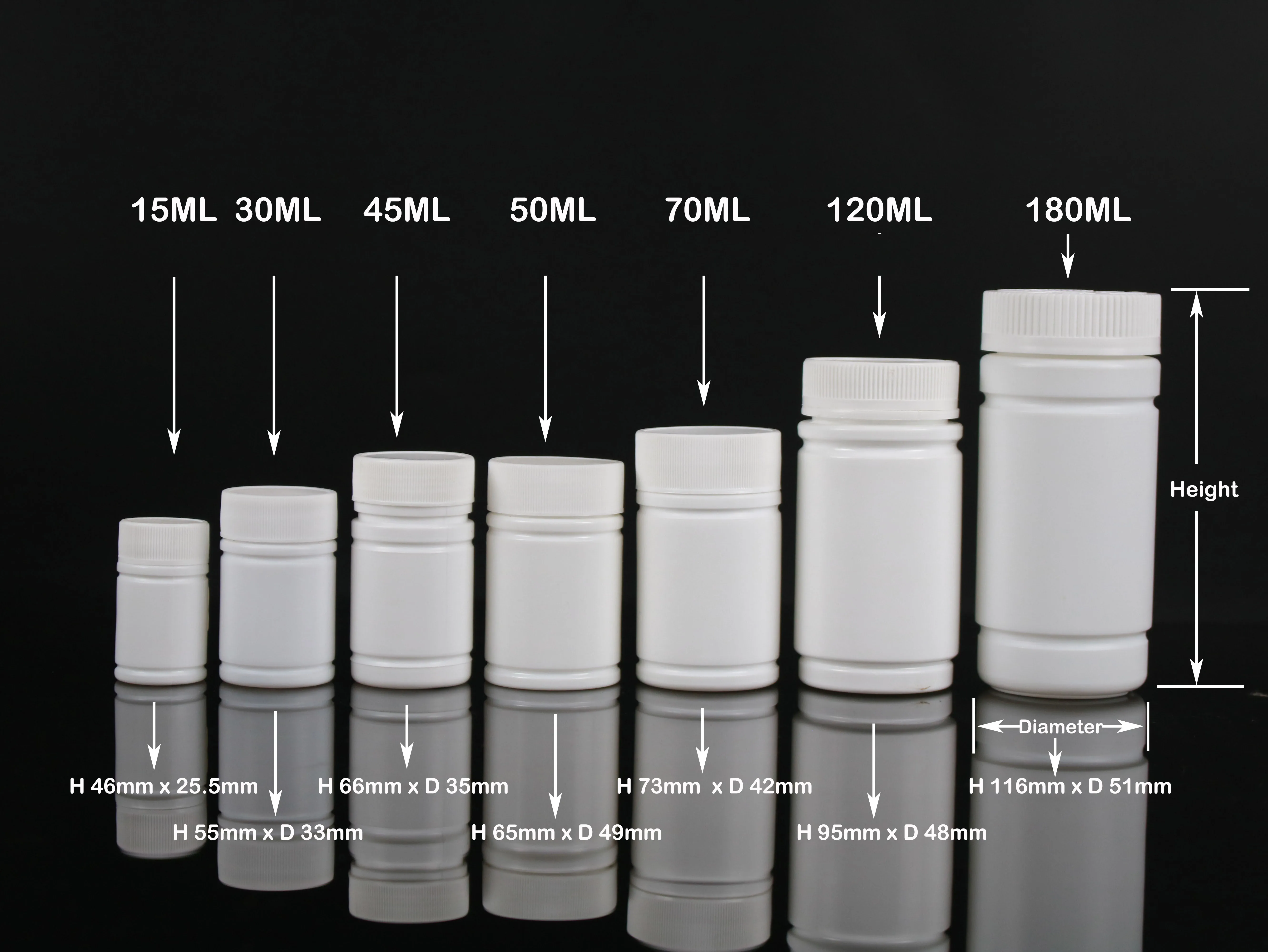 15ml 30ml 45ml 50ml 70ml 100ml 120ml 180ml Hdpe Pharmaceutical Bottle ...