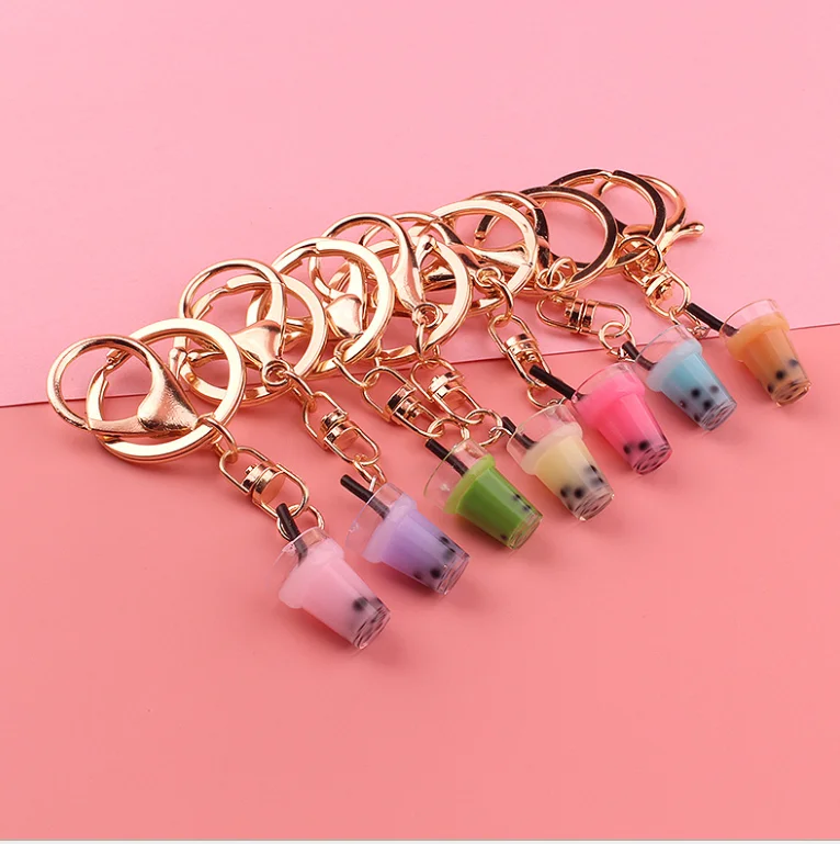 Custom Cup Shaped Cute Bubble Tea Acrylic Resin Pvc Keychain,Pearl Milk ...