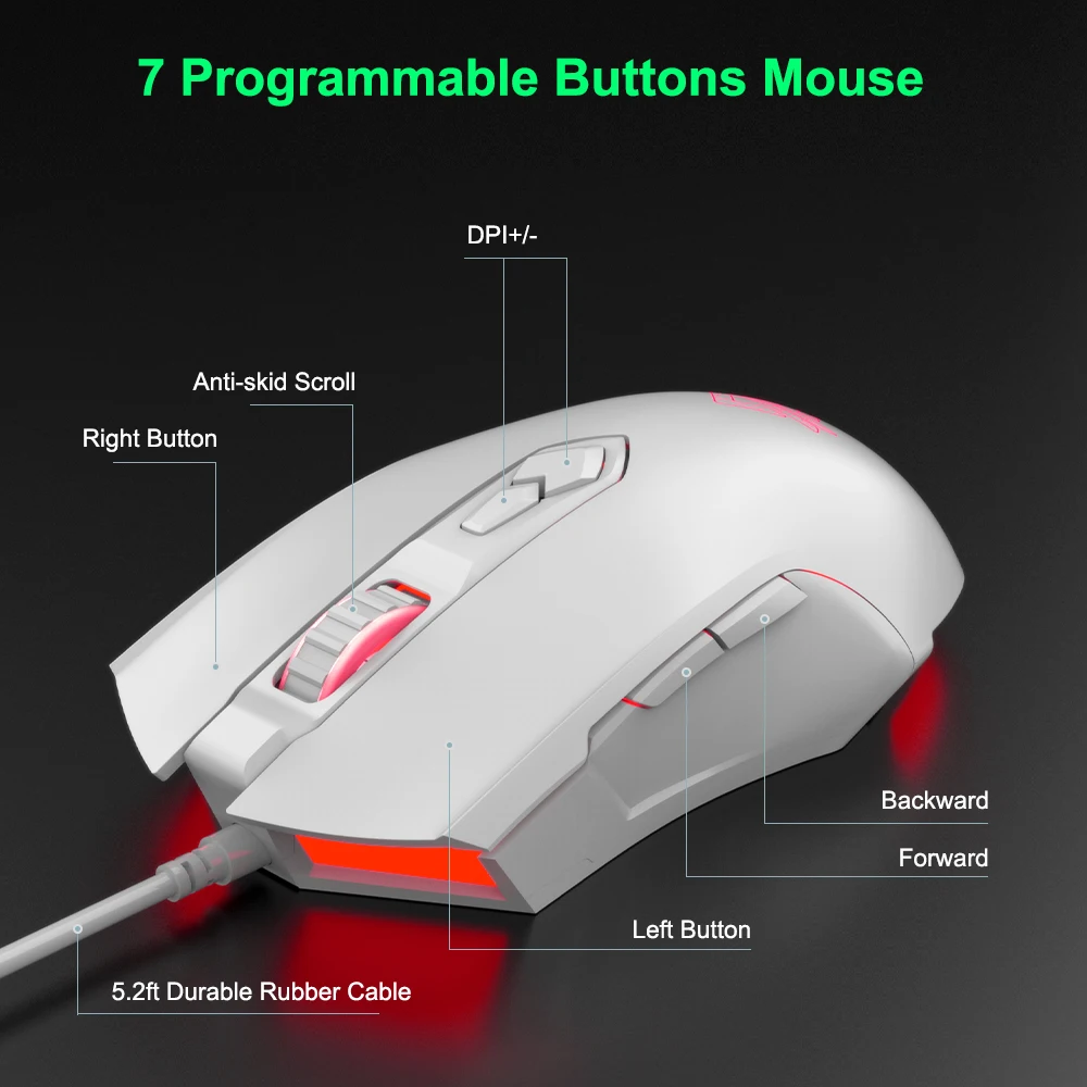 Ajazz Aj52 7 Rgb Wired Gaming Mouse Adjustable Dpi For Laptop Pc ...