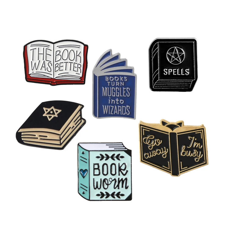 Custom Funny Cartoon Magic Book Lapel Pin Badges Collar Book Pin - Buy ...