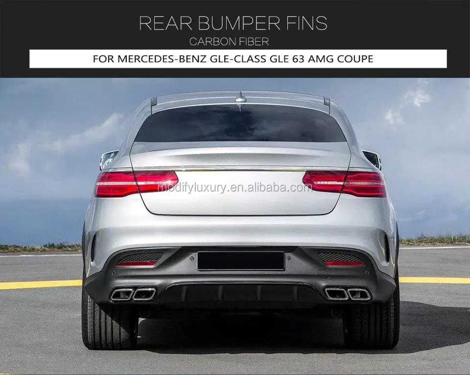 Carbon Fiber Rear Bumper Fins For Mercedes-benz Gle-class Gle 63 Amg ...