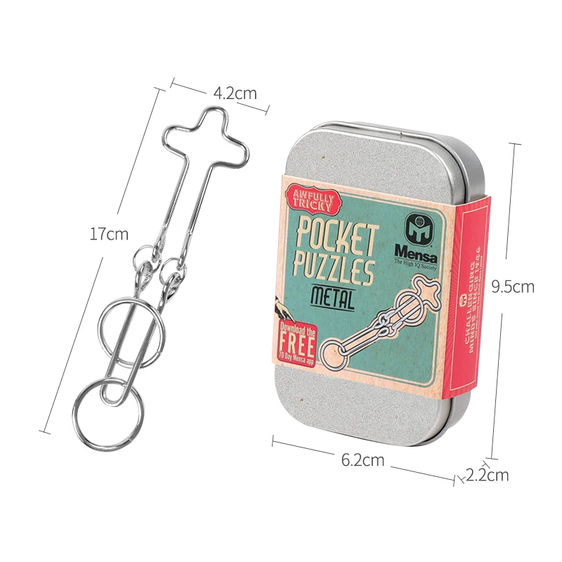 Mensa 24pcs Of Keychain Metal Puzzle Metal Jigsaw Puzzle Iq Puzzle In ...