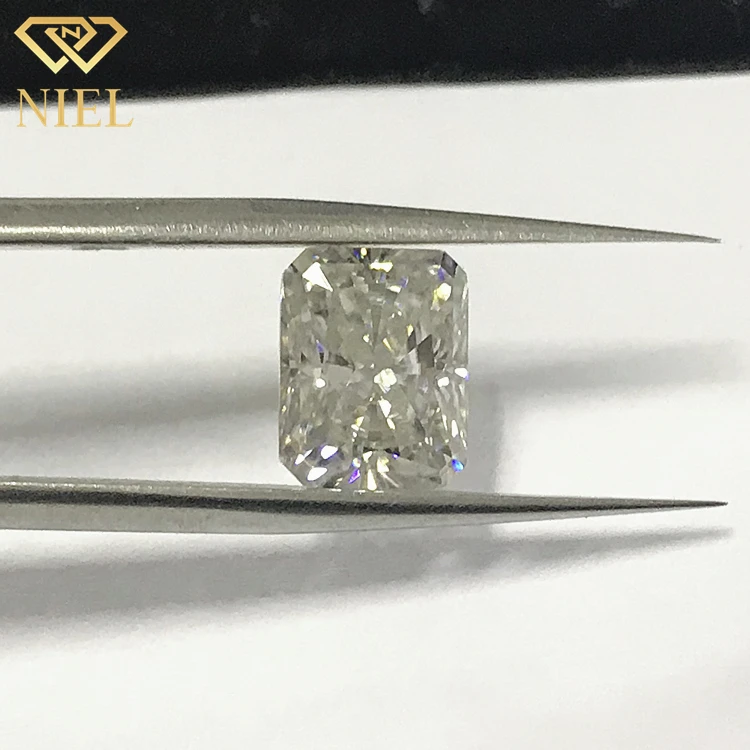 Crushed Ice Cut Synthetic 4ct Radiant Cut White Moissanite Diamond ...