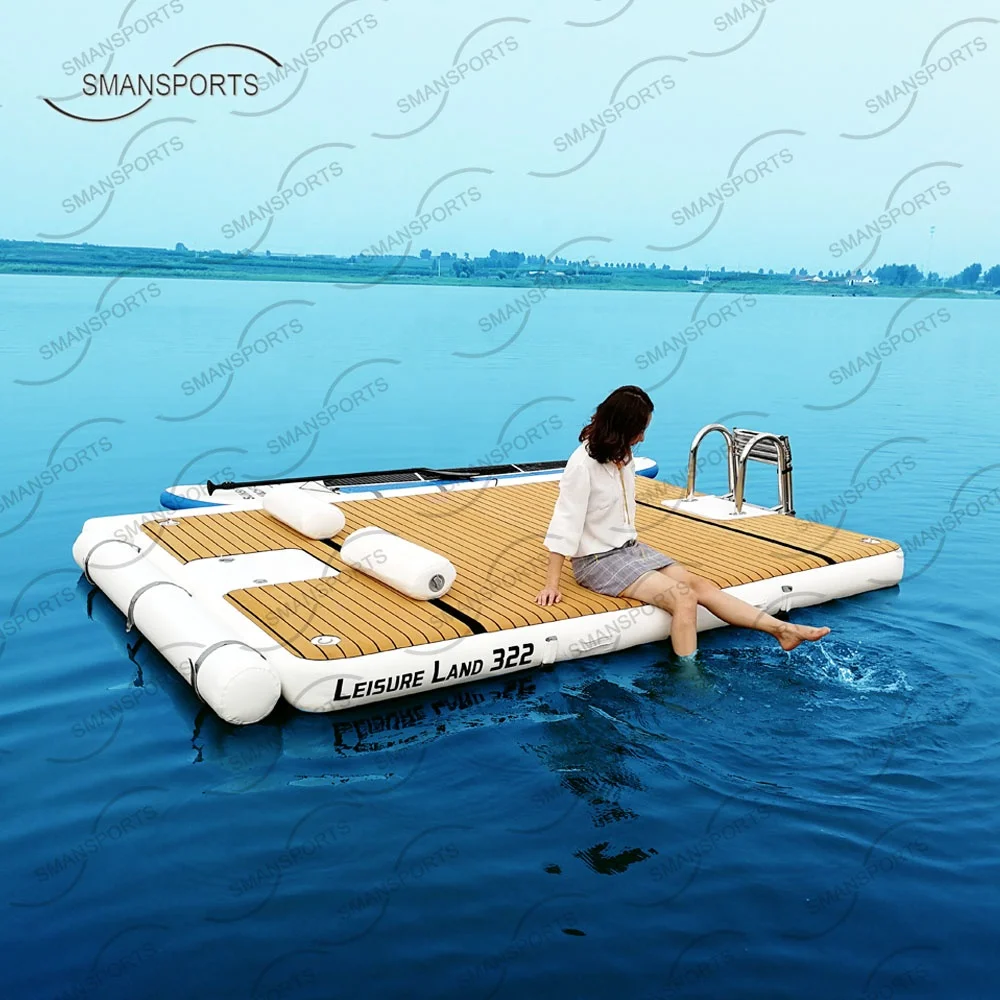 Leisure Land 442 4m Inflatable Floating Island Dock Float Water Mats ...
