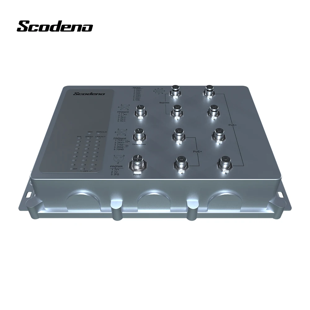 Scodeno Ip67 Bypass Gigabit 8 Port M12 En50155 Railway Industrial ...