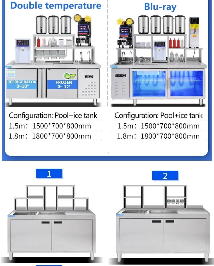 Stainless Steel Milk Tea Shop Counter Design Display for Shop