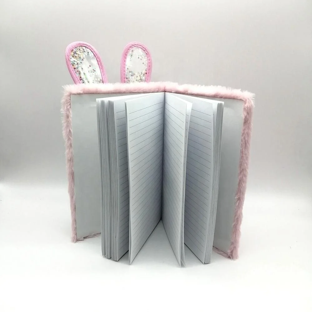 Custom Design Cute Rabbit Fluffy Plush Notebook For Kids - Buy Fluffy ...